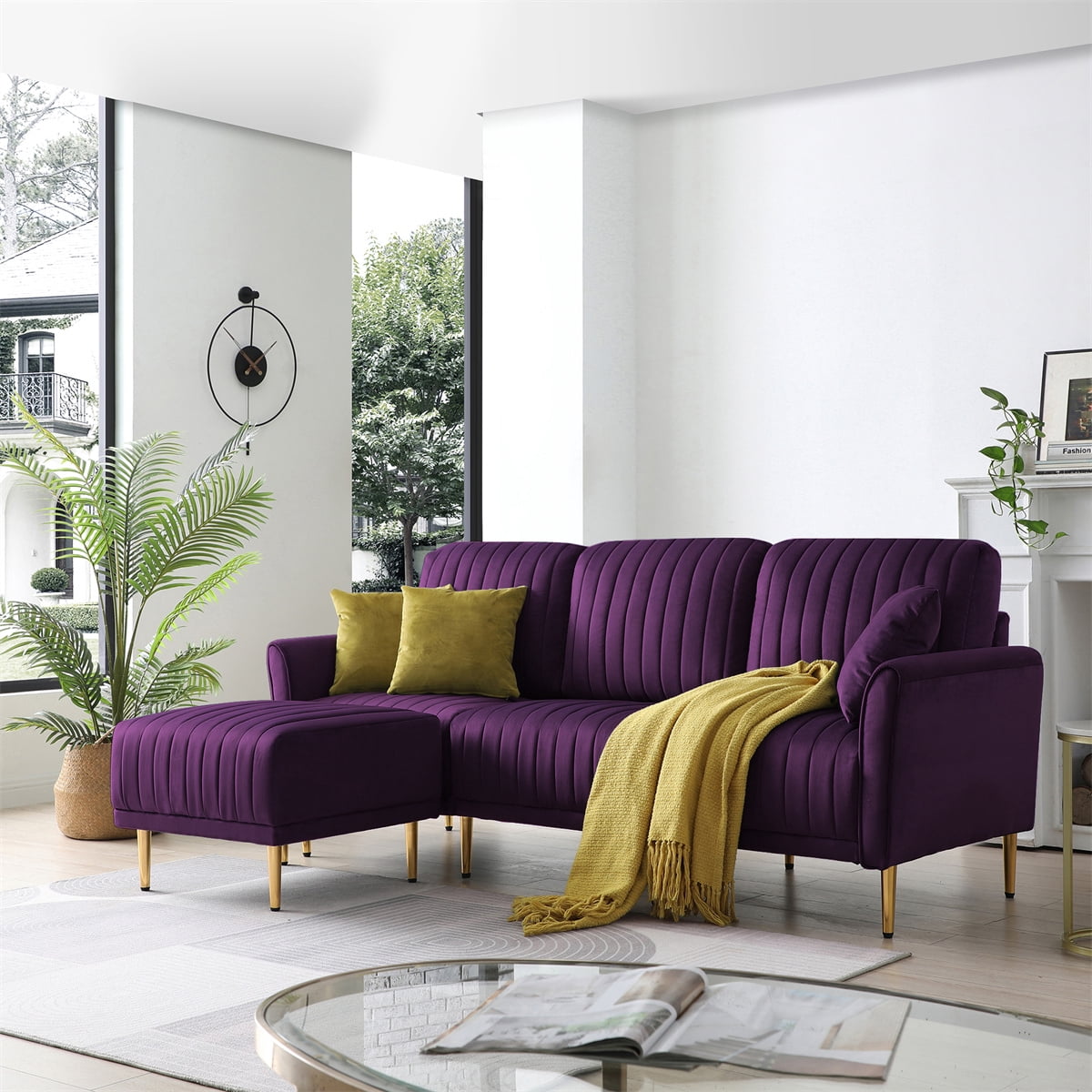 Purple Velvet Sectional Sofa | Cabinets Matttroy