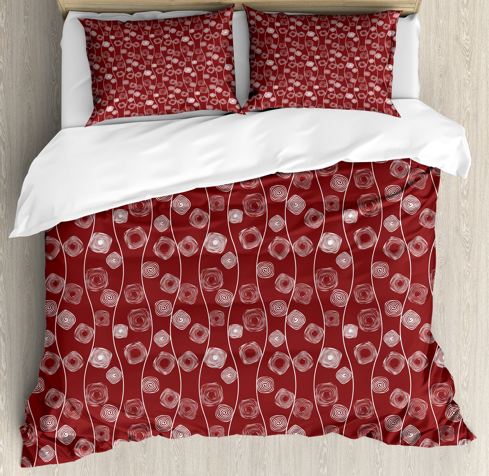 Abstract Duvet Cover Set Queen Size, Square Shaped Spirals Between ...