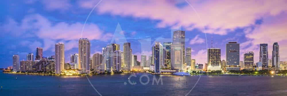 Miami, Florida, USA Skyline Panorama, Unframed Photographic Print Wall ...