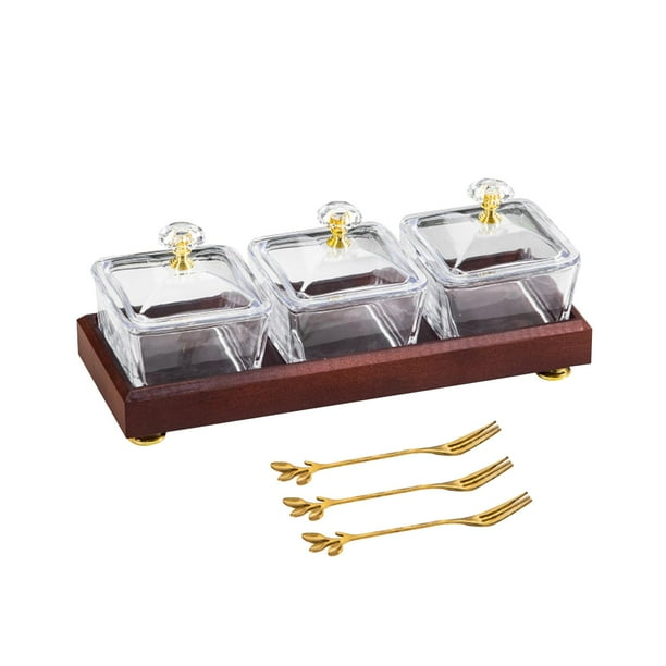 Divided Fruit Snacks Serving Platter Snacks Fruit Plate with Lids and ...