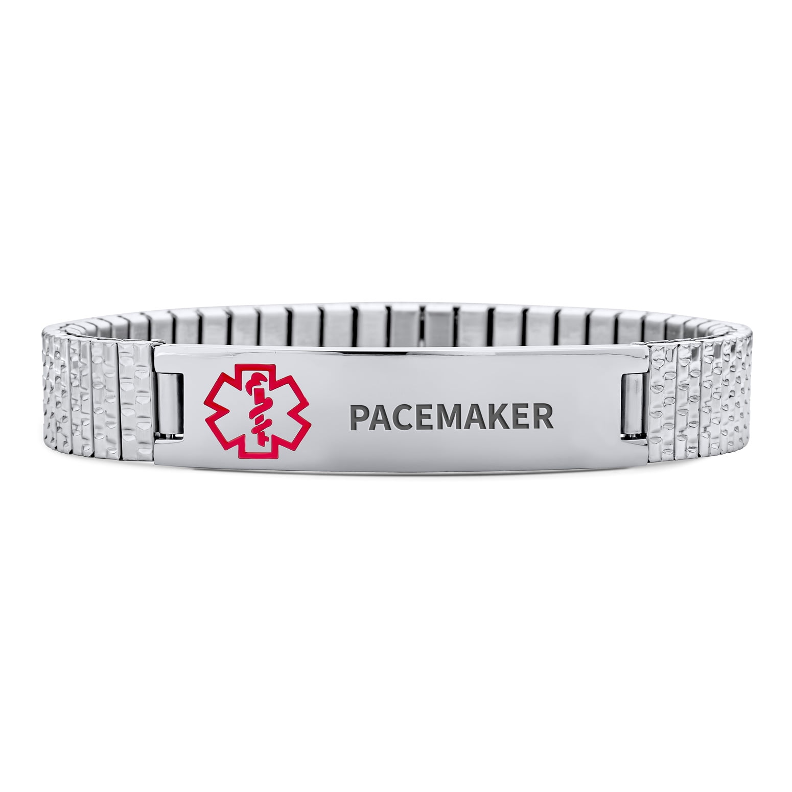 Bling Jewelry Pacemaker Identification Medical Id Stretch Link Bracelet For Women Teens Unisex Stainless Steel Custom Engraved U. S.  Canada  Mexico