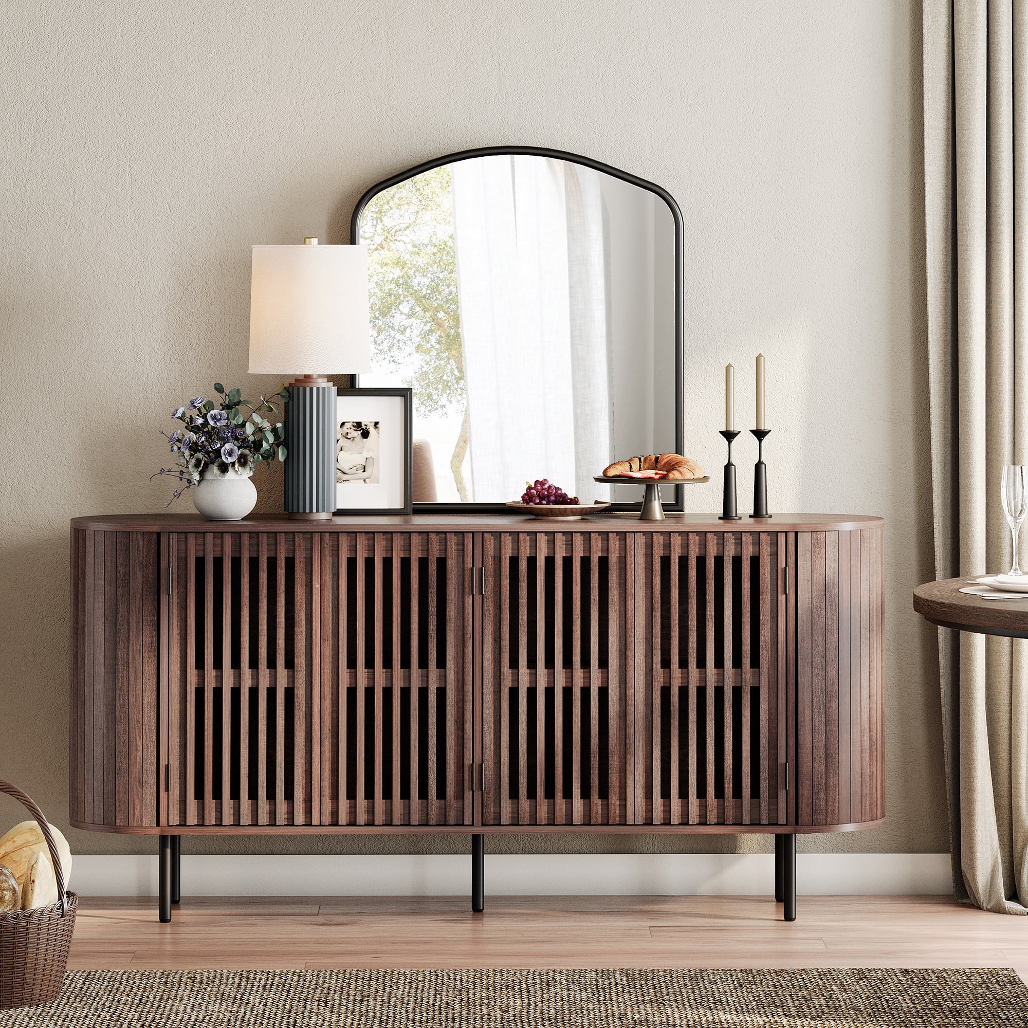 Click here for Wampat 64.4 Modern Fluted Sideboard With Slatted D... prices