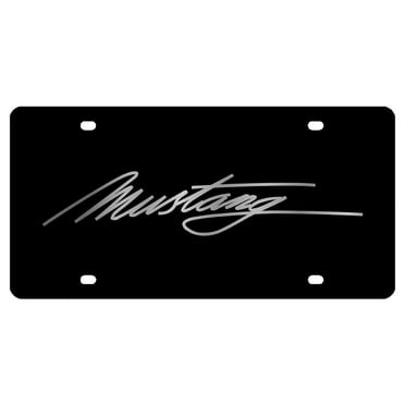 Ford Mustang Logo On Mini License Plate (Black on Chrome) - Walmart.com
