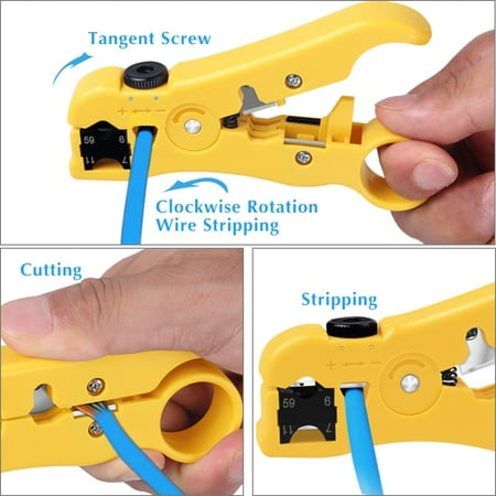 Coaxial Cable Stripper Coax Stripping Hand Tool for RG59/6/7/11 CAT 5E ...