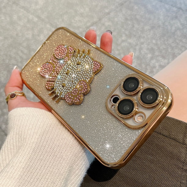 Funda de teléfono con incrustaciones de diamantes galvanizados en polvo ...