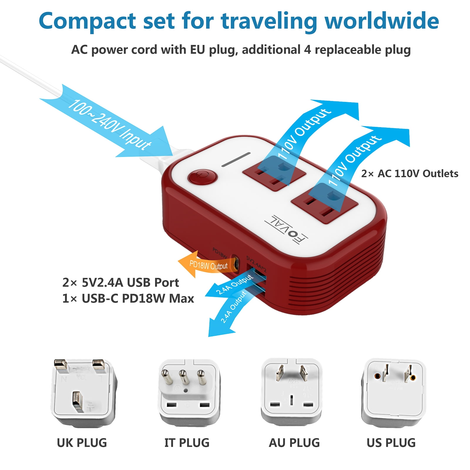Buy 220V to 110V Converter Travel Adapter: FOVAL International Power ...