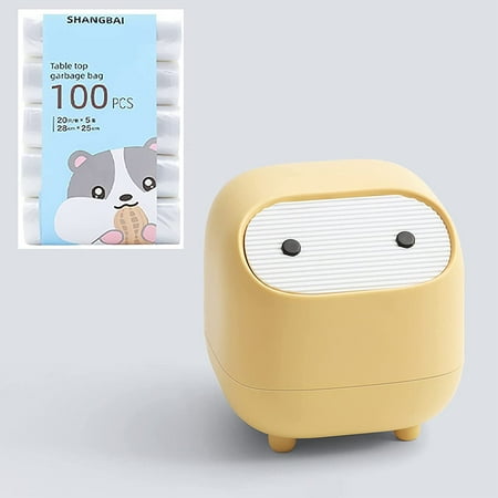 Mini Ninja Trash Can, Equipped with 100Pcs Small Garbage Bag, Press Top ...