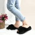 LORDFON Women's Fluffy Open Toe Slippers, Fuzzy Furry Cross Band, Memory Foam, Plush House ...