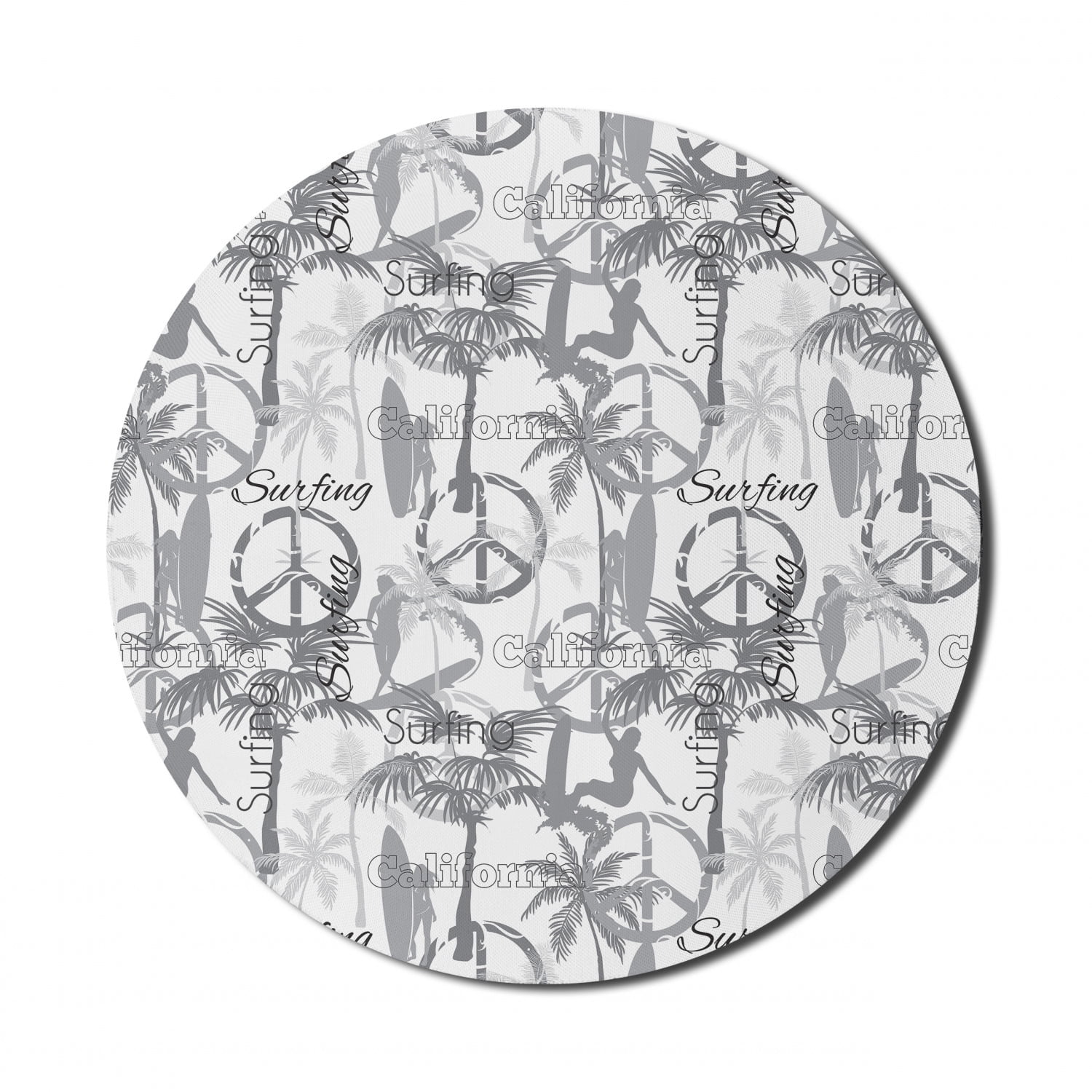 Surf Mouse Pad for Computers, Silhouette of a Surfing Lady Woman in the ...