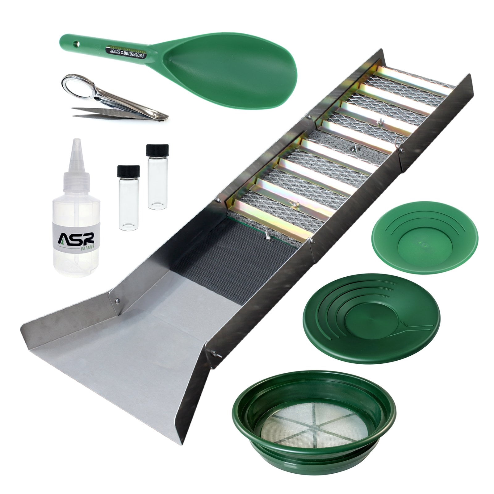 10pc ASR Outdoor Deluxe Sluice Box Gold Prospecting Kit Classifier Pan ...