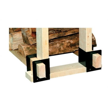 Pleasant Hearth Log Rack Brackets, Fits 2x4 Lumber, 4-Piece Set, Black ...