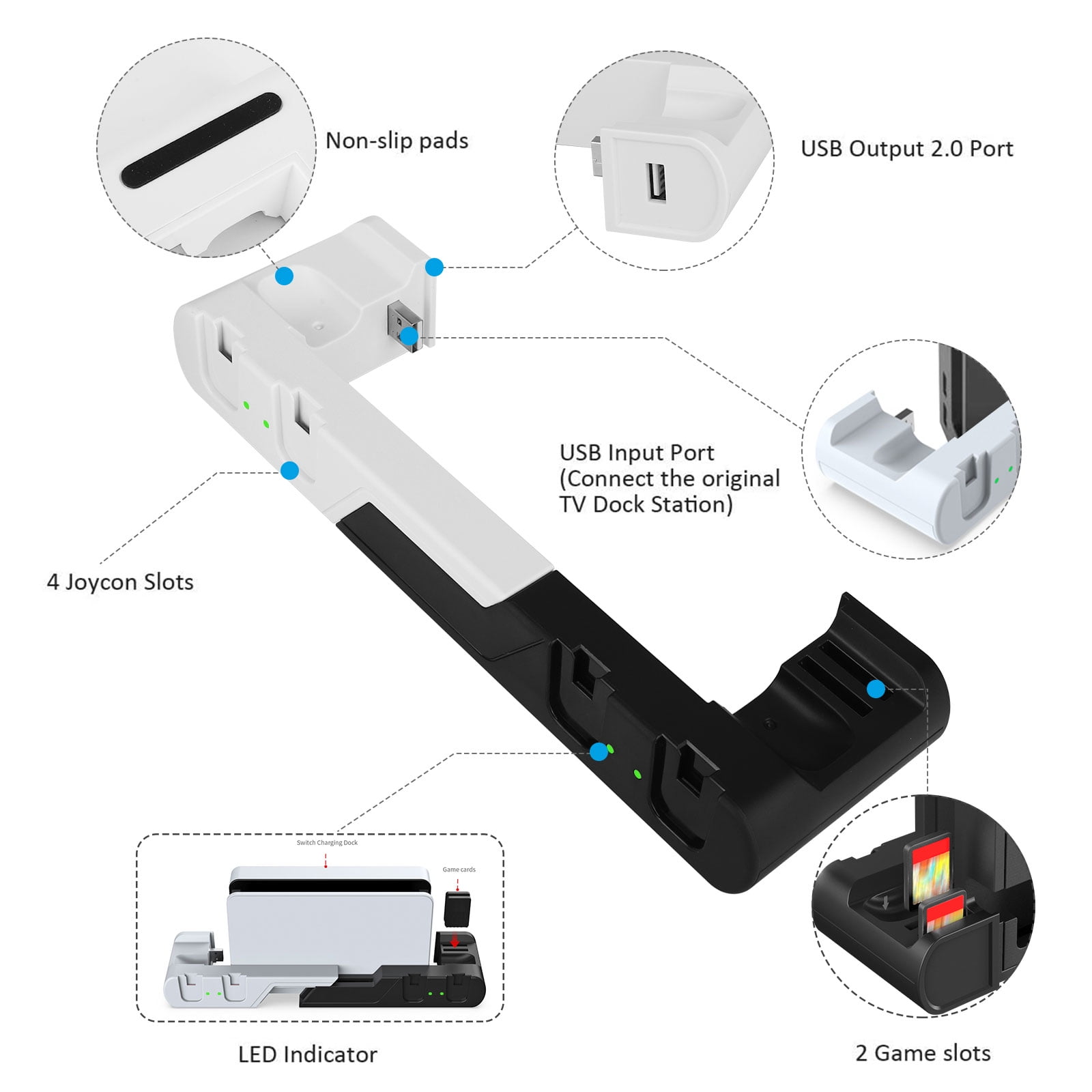 Buy 6-in-1 Charger Dock Fit for Nintendo Switch Joy-Con Controller ...