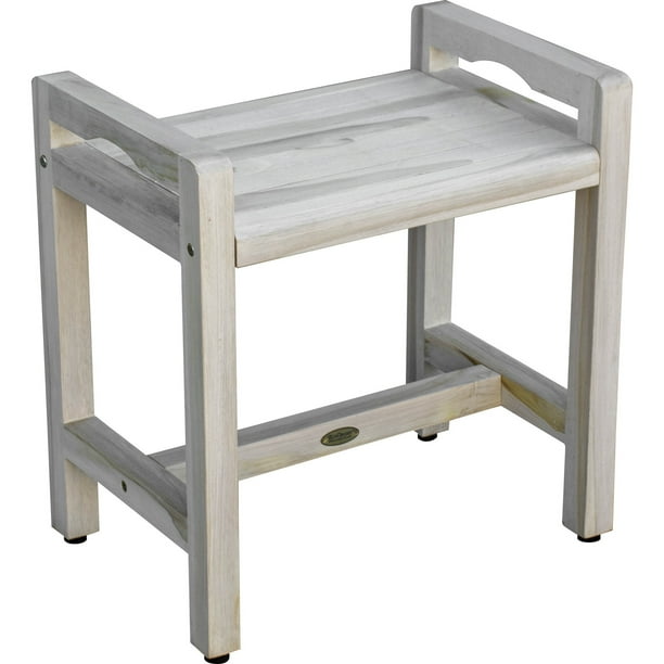 Rectangular Teak Shower Bench with Handles in White Finish - Walmart.com