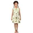 Cartoon Avocados Leaves Sleeveless Dress A-Line One-Piece Dress Quick ...