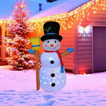 5ft Christmas Inflatables Snowman Outdoor Yard Decor with Rotating LED ...