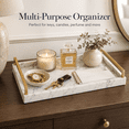 White PU Leather Marble Finish Decorative Serving Tray with Brushed ...