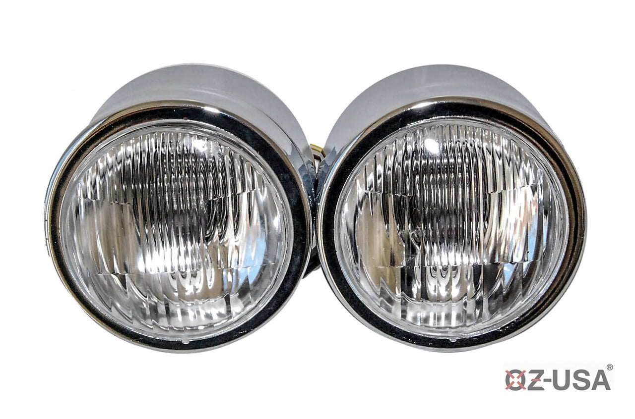 OZ-USA® Chrome Twin Headlight Motorcycle Double Dual Lamp Street ...
