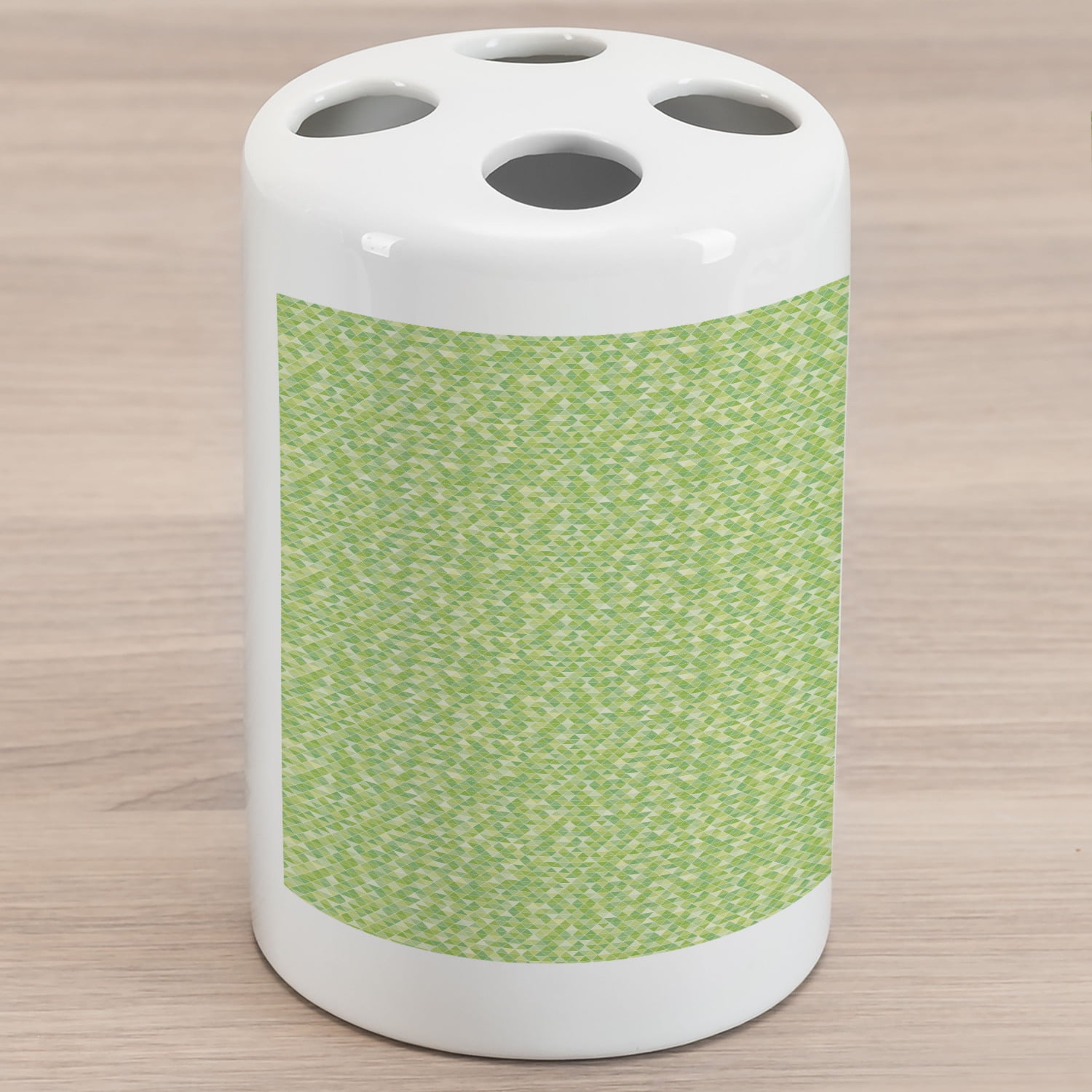 Lime Green Ceramic Toothbrush Holder, Triangles Geometry Modern Digital ...