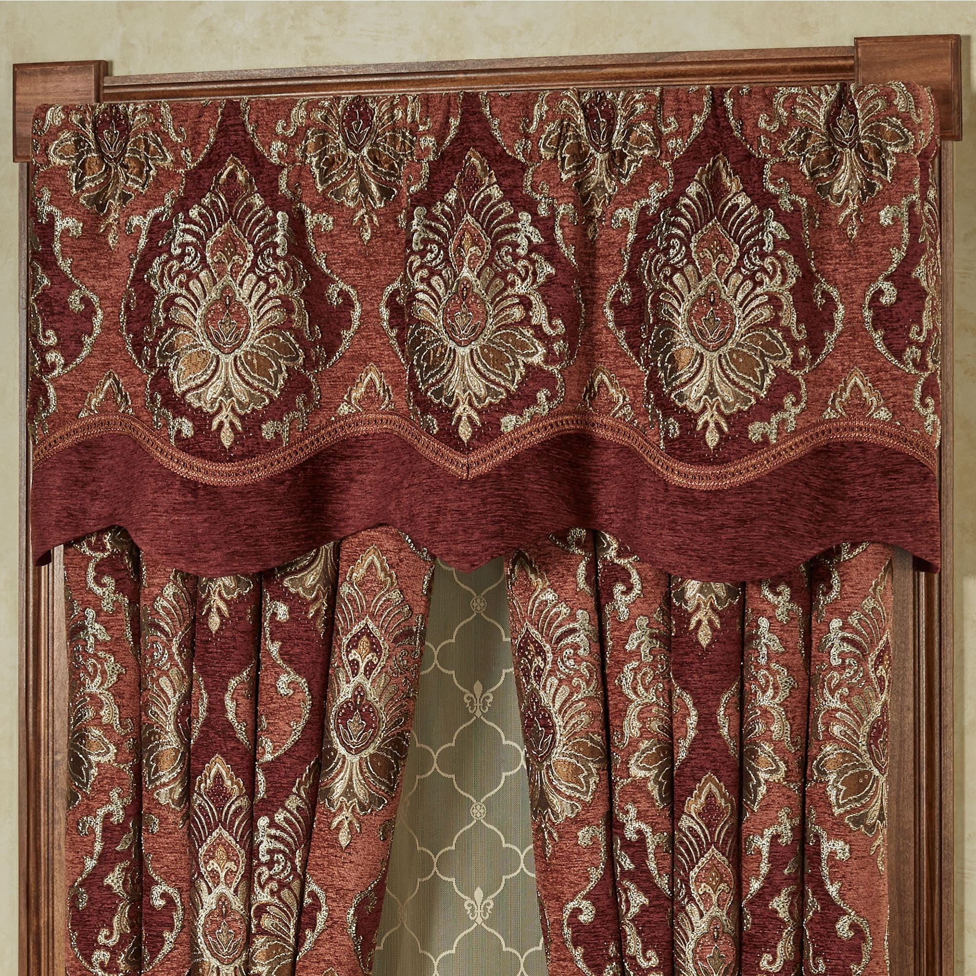 Ravenna Layered Woven Jacquard Chenille Multi Warm Valance Valance ...