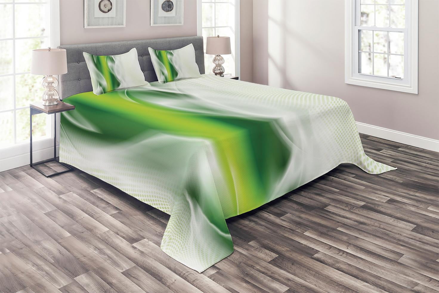 Ambesonne Abstract Quilted Coverlet 3 Pcs, Cool Wavy Floral, Queen Size ...