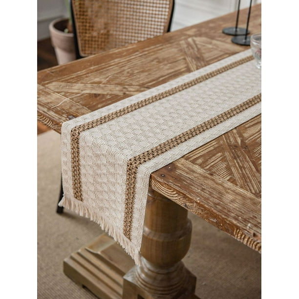SEARIPE Macrame Table Runners with Tassels, Cotton Linen Boho Table ...