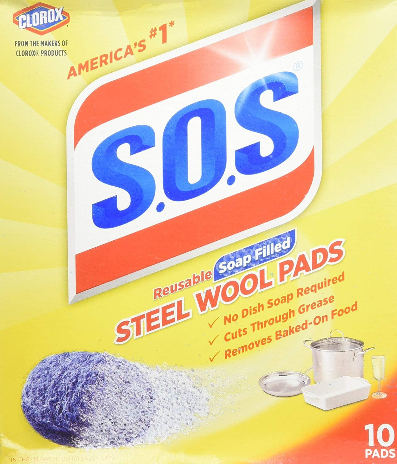 S.O.S Steel Wool Soap Pads 2 Packs of 4 - Walmart.com