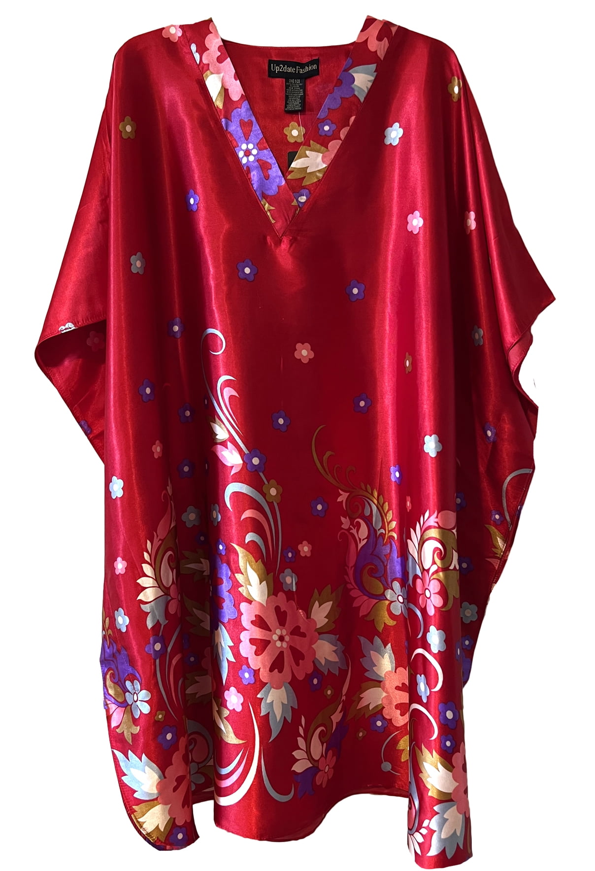 Up2date Fashion's Women's Satin Short Caftan / Kaftan, Red Desert Print ...