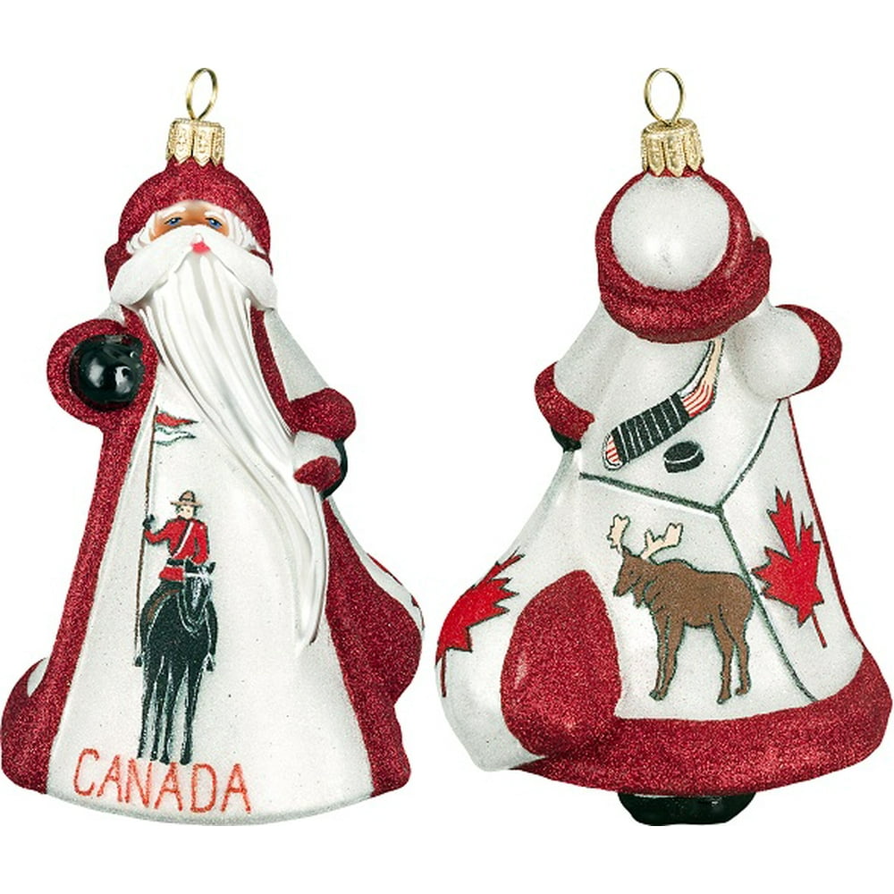 Canadian Santa with Moose Polish Glass Glitterazzi Christmas Ornament ...