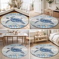 Blue Turtle Coastal Area Rugs 5' (Round) Summer Starfish Beach Coral ...