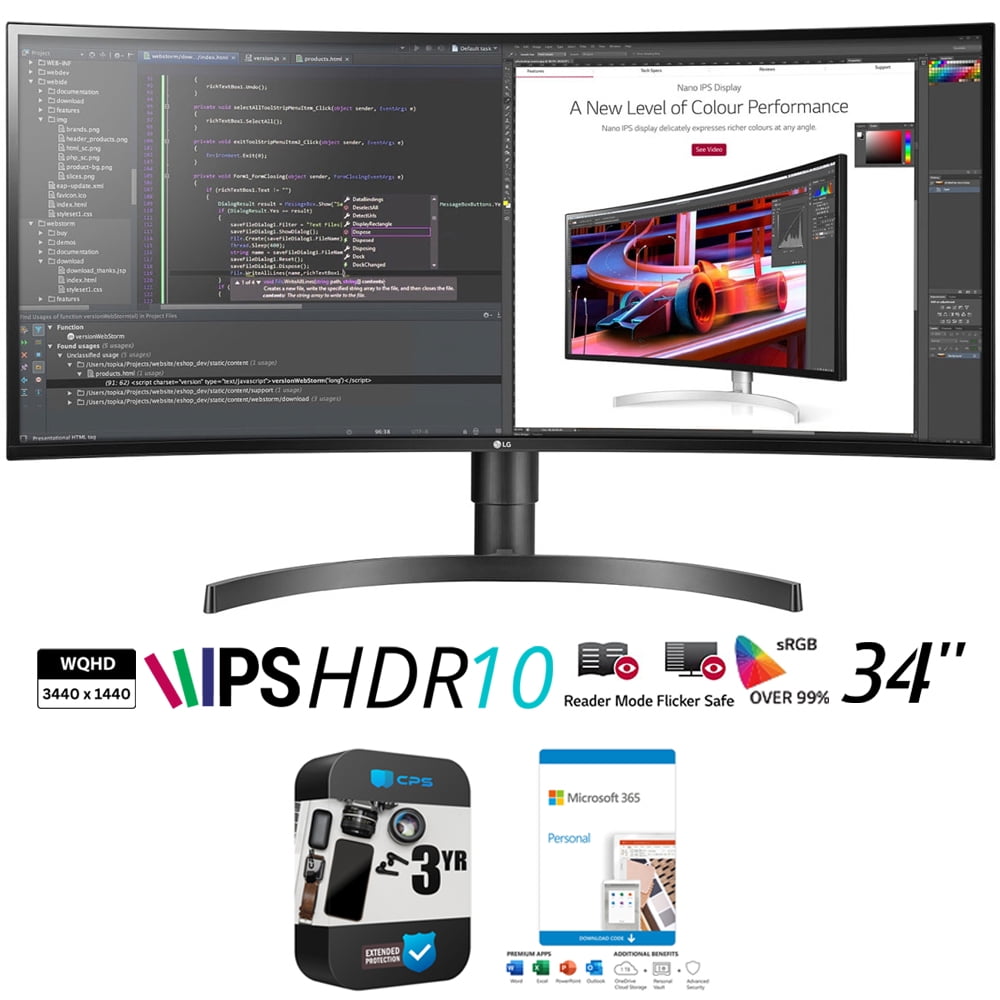 LG 34WL85C-B 34" IPS Curved WQHD HDR 10 Monitor with Stand (Black ...