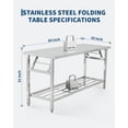 60 In x30 In Commercial Stainless Steel Folding Table with Bottom Shelf ...