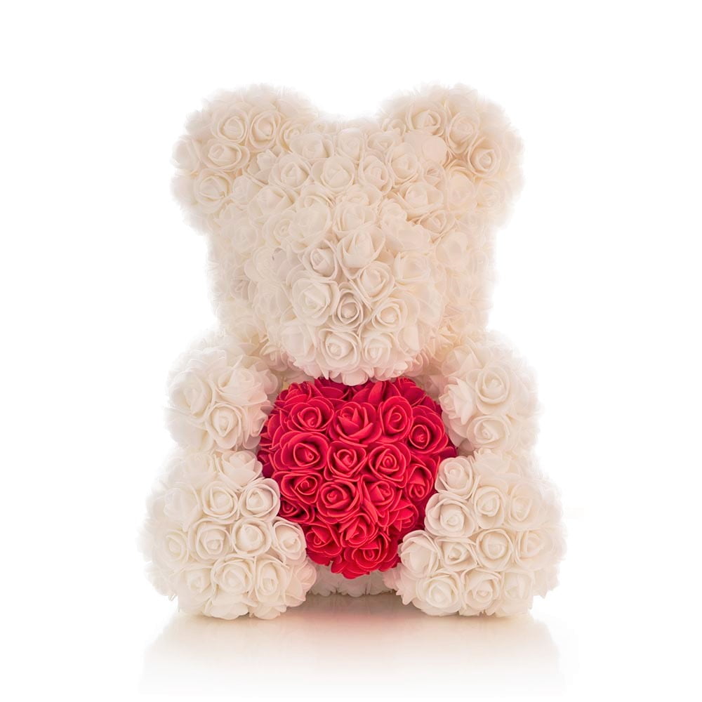 Pink Teddy Bear With Red Roses