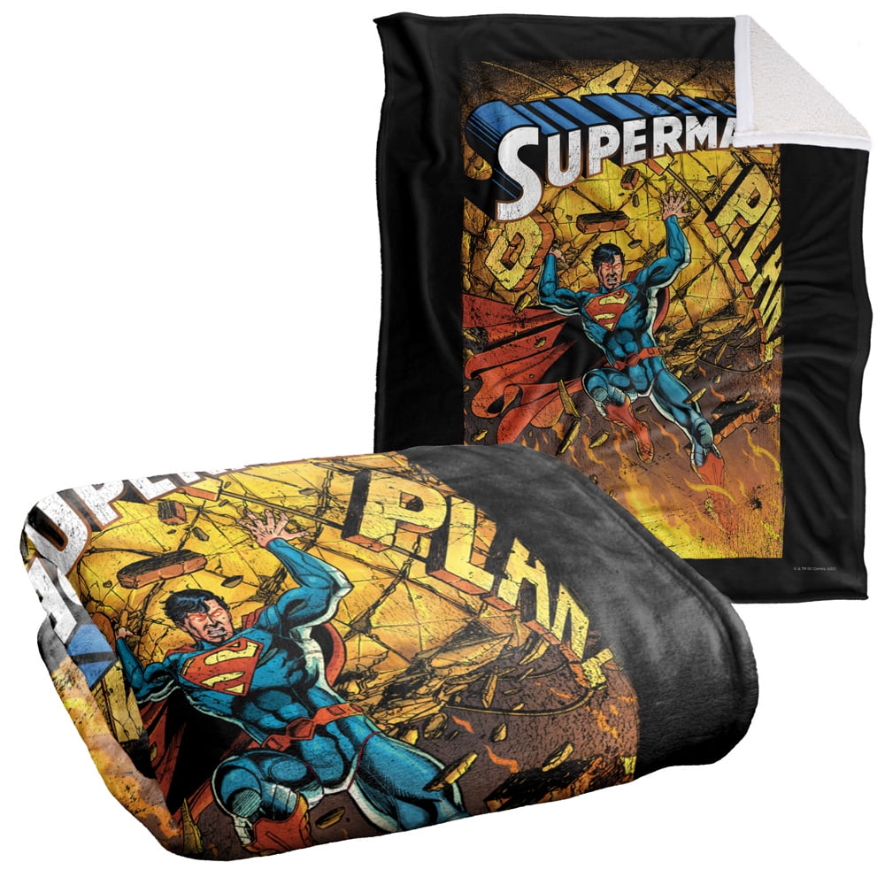 Superman Blanket, 50"x60", One Silky Touch Sherpa Back Super Soft Throw ...