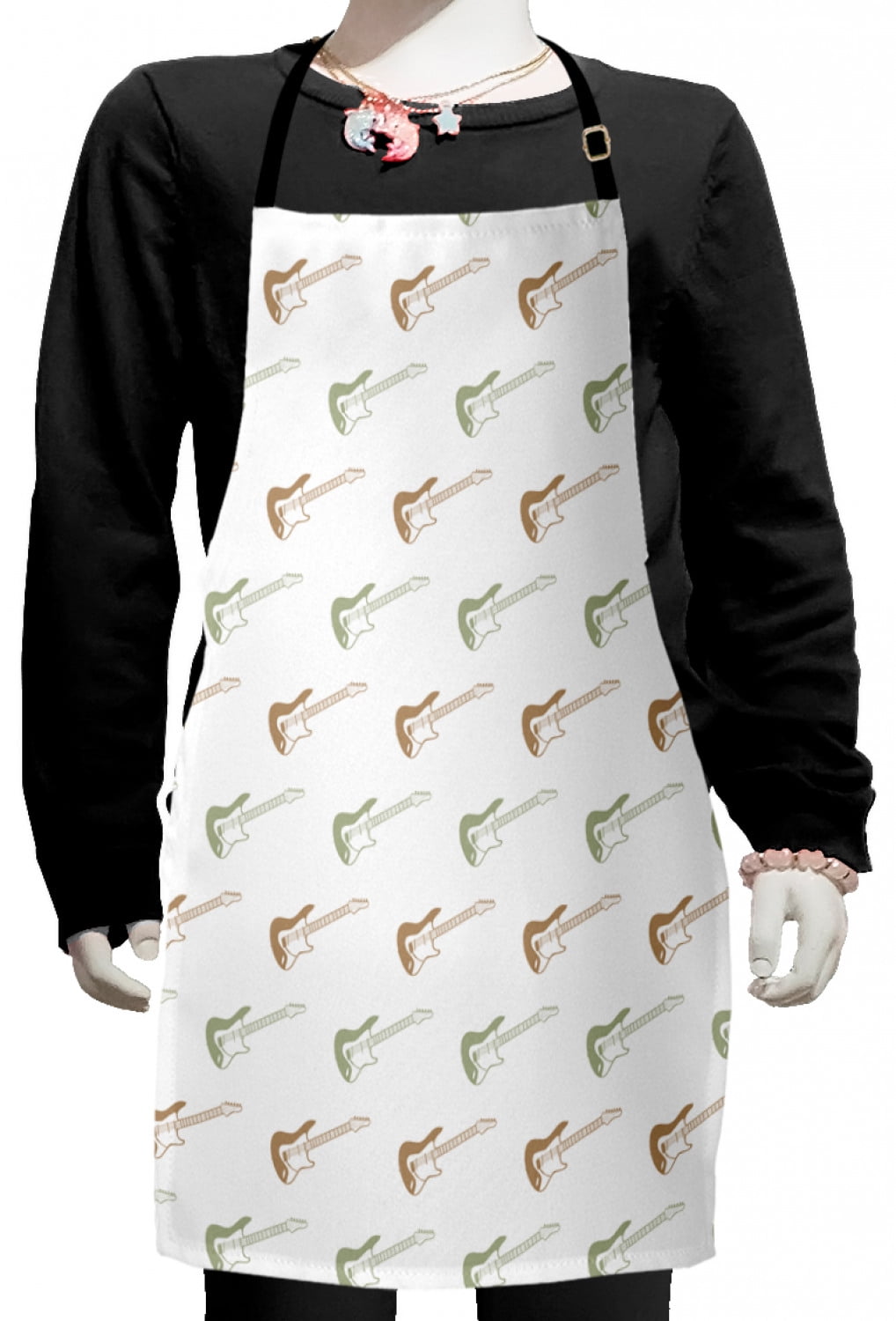 Music Kids Apron, Diagonally Designed Electronic Guitar Silhouettes on ...
