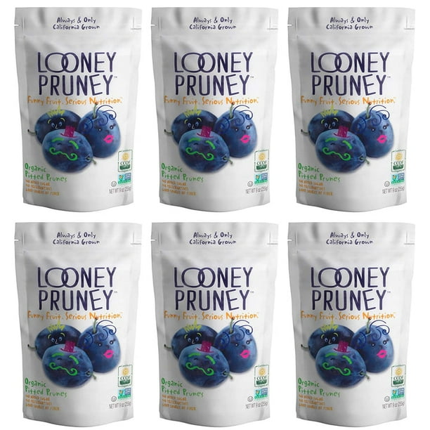 Looney Pruney Organic Pitted Dried Prunes 6-Pack (9oz Bags) for the ...