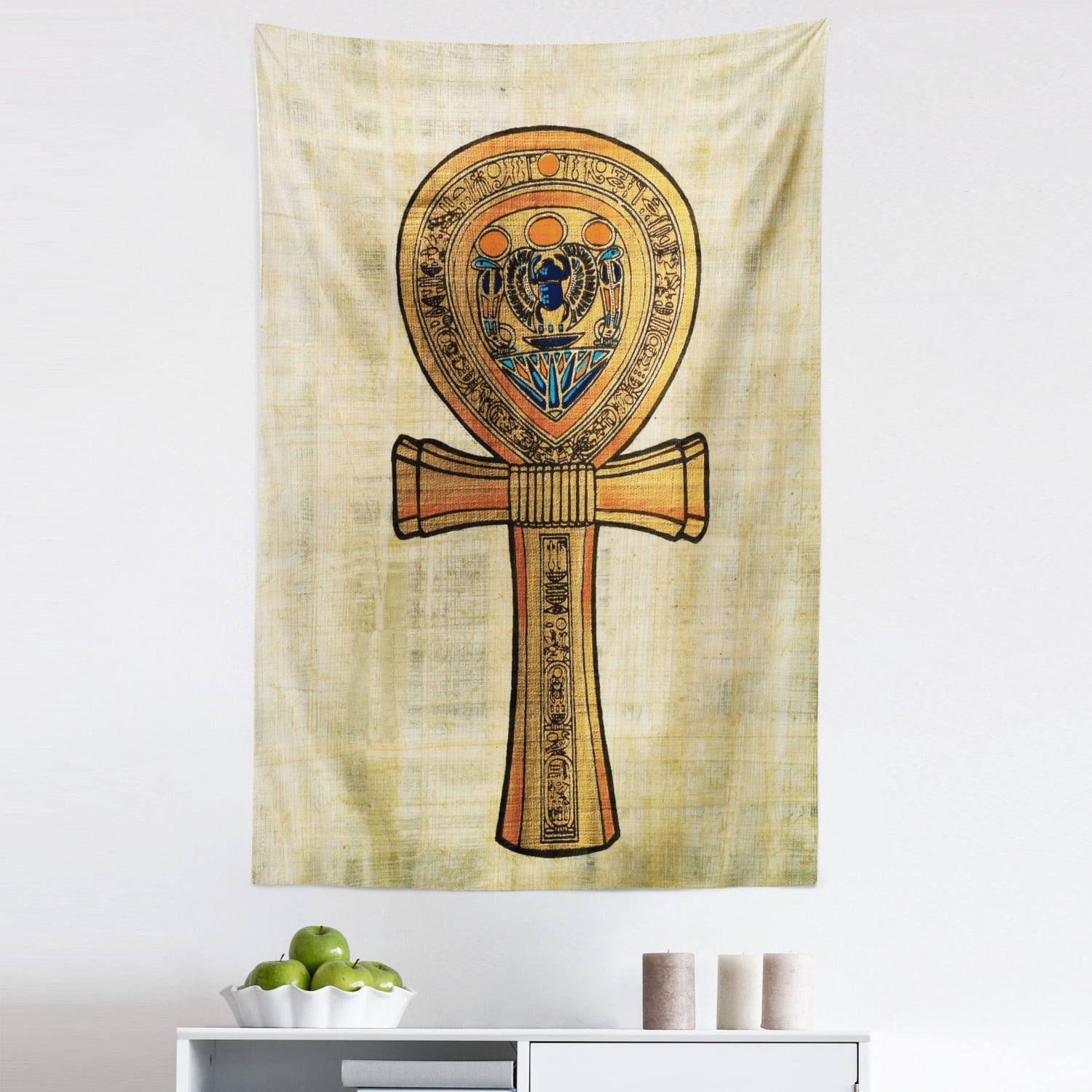 Egyptian Tapestry, Papyrus Presenting the Key of Life Traditional ...