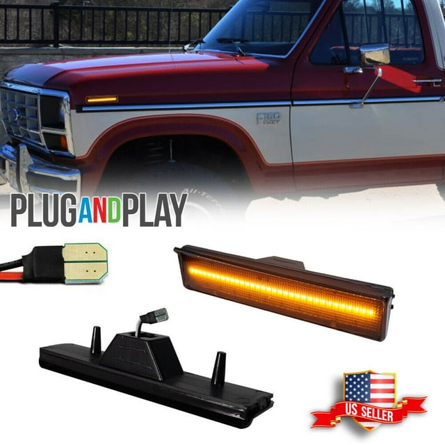 GTINTHEBOX Smoke Lens Amber LED Front Side Marker Lights For Ford F150 ...