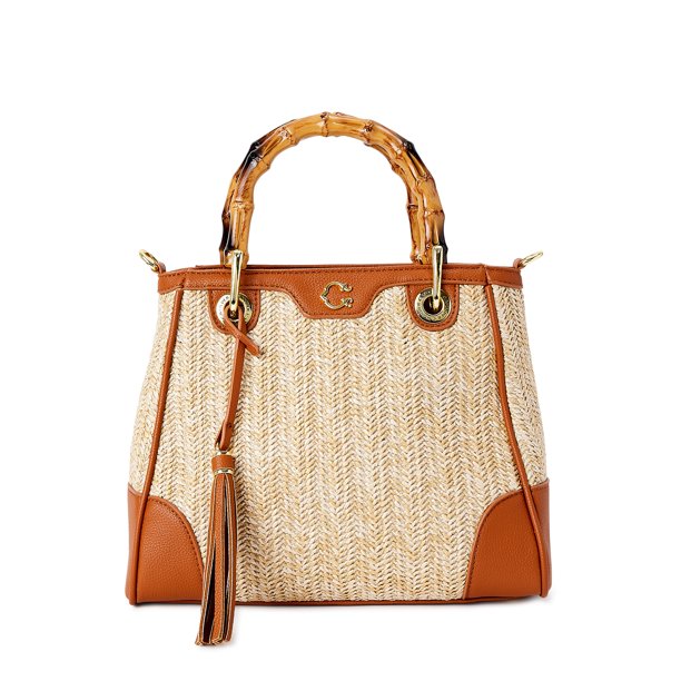 C. Wonder Women’s Adult Skye Satchel Bag with Bamboo-Look Handle Cognac ...