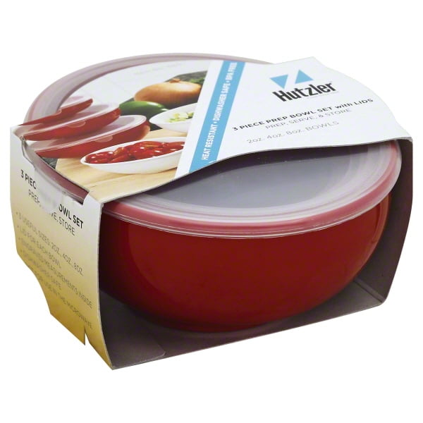 Hutzler 3 Piece Prep Bowl Set with Lids, 1 bowl set with lids - Walmart ...