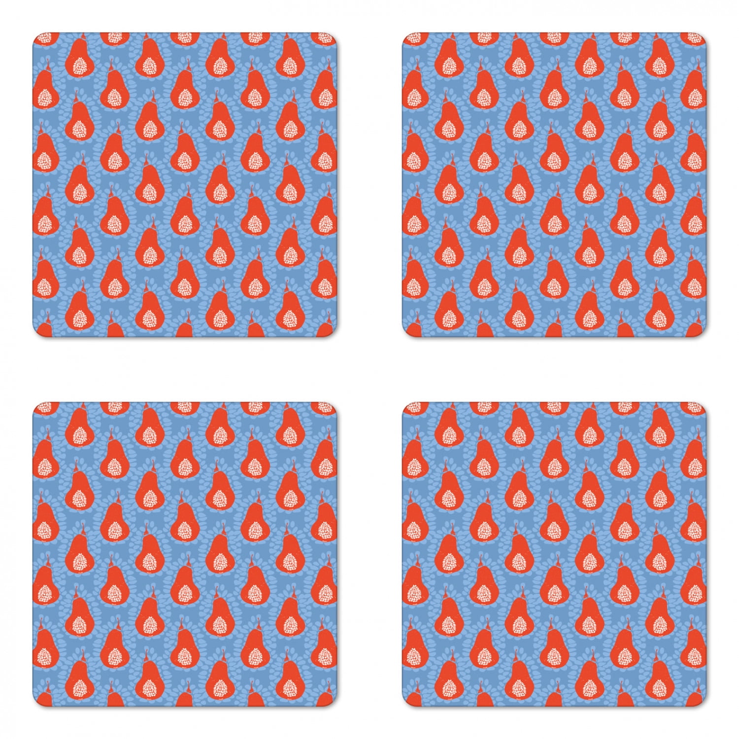 Fruit Coaster Set of 4, Natural Theme Food and Hand Painted Pears Pips ...