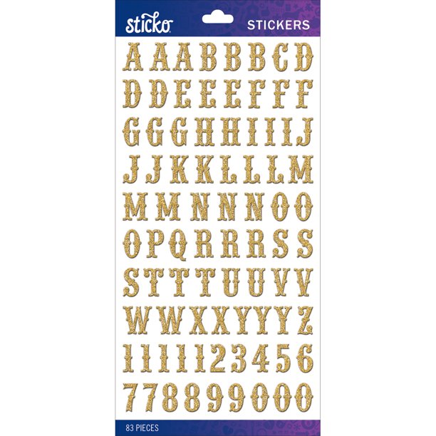 Sticko Alphabet Stickers-Gold Glitter Carnival Small - Walmart.com ...