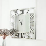 32 Inches Silent Wall Clock-Mirror Glass with Roman Numerals for ...