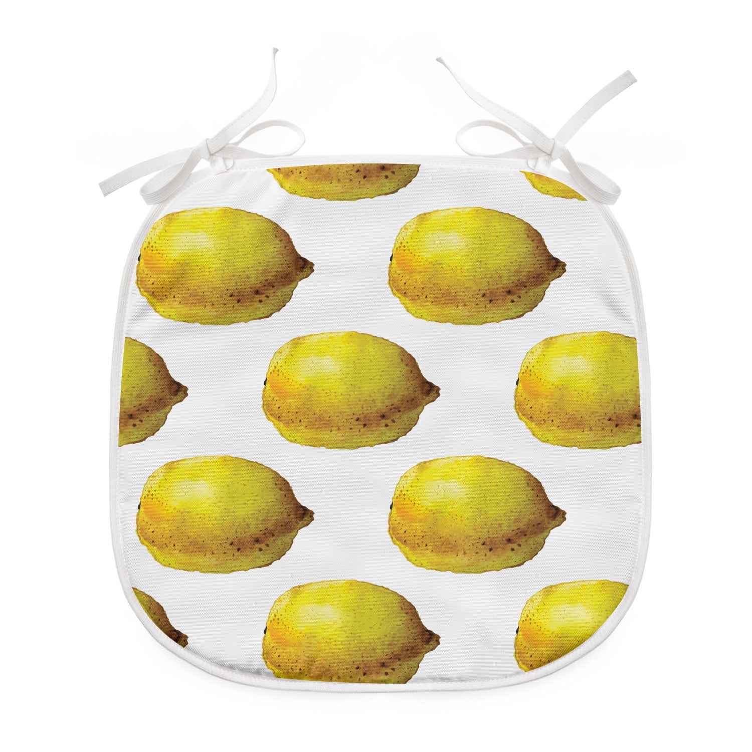 Lemon Dining Chair Pad, Watercolor Painting of Lemon Fruit on Plain ...
