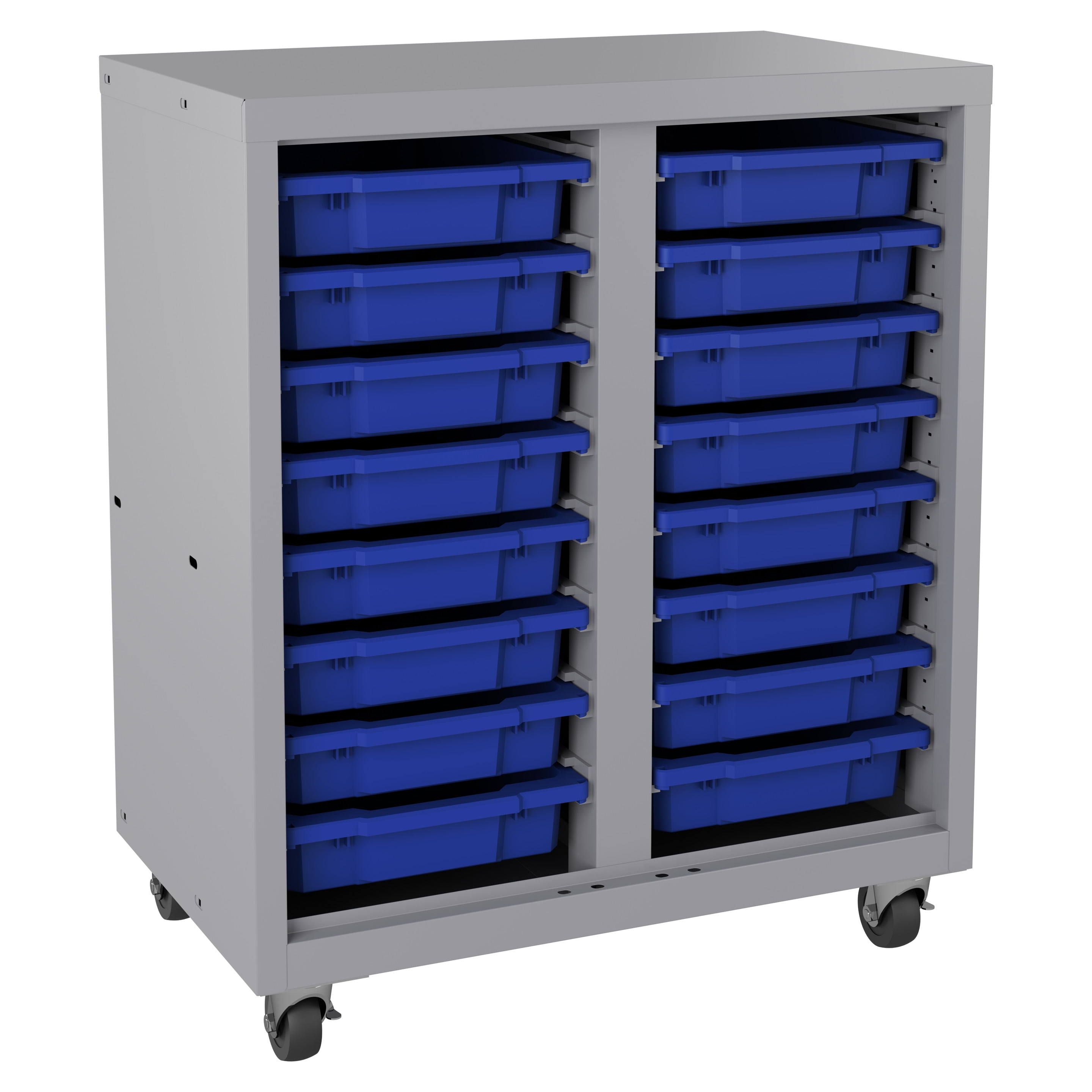 Space Solutions Bin Storage Cabinet with 16 plastic tote bins, Mobile ...
