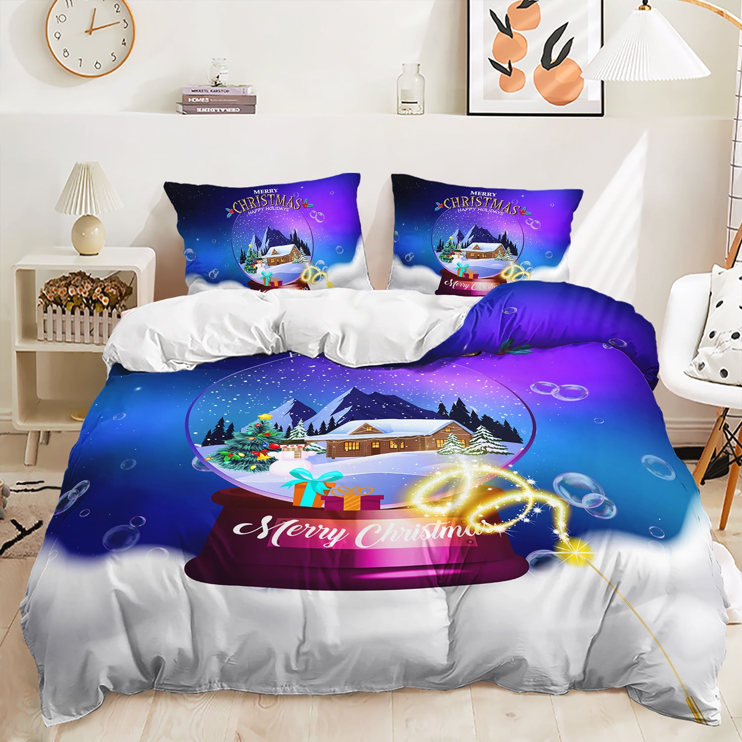 Hosima 3-Piece 3D Digital Blue Printed Duvet Cover Full Size Bedding ...