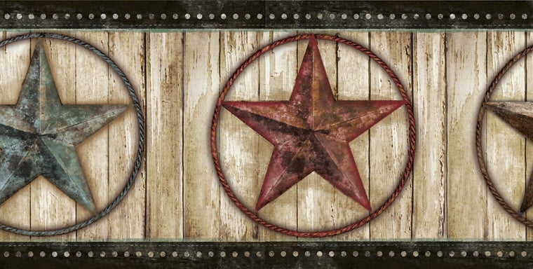 878354 Weathered Barn Star Wallpaper Border PUR44661b - Walmart.com