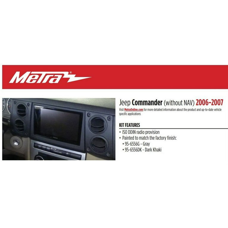 Metra 95 6556G Gray 2006 2007 06 07 JEEP Commander Car Radio Stereo Installation Dash Kit with Metra CHTO 01 Wiring Harness and Metra 40 CR10 Antenna