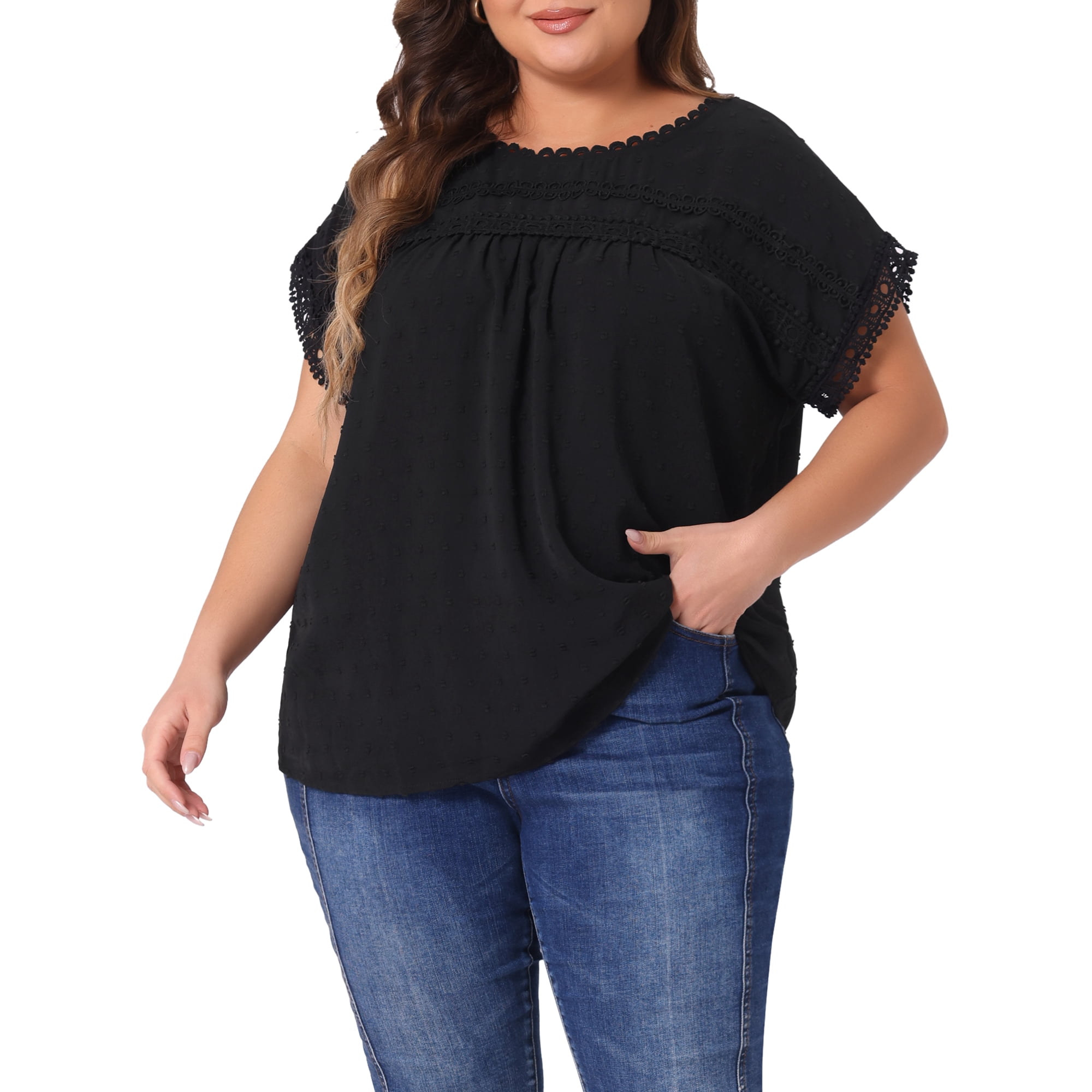 Click here for Agnes Orinda Womens Plus Size Tops Chiffon Swiss D... prices