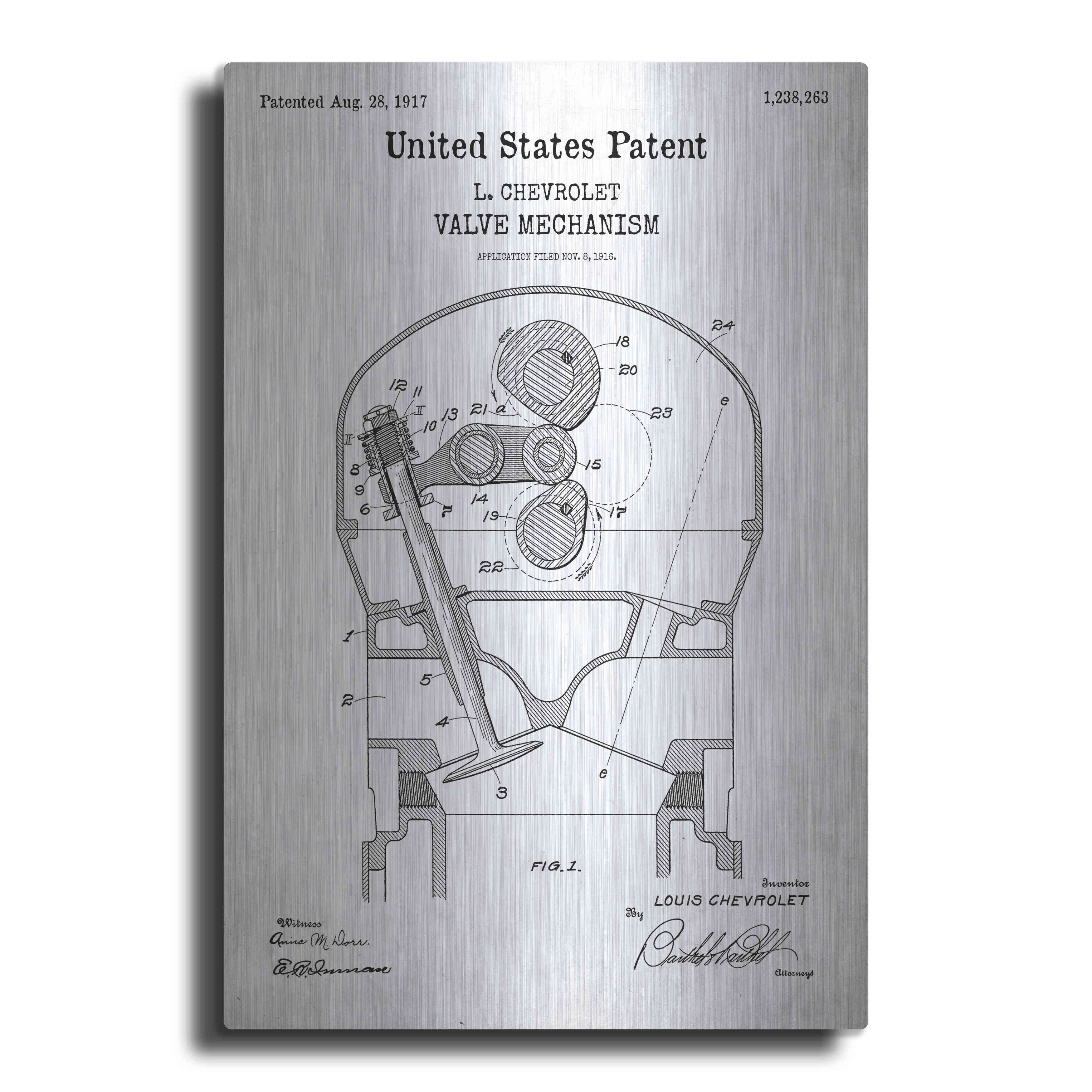 Luxe Metal Art 'Valve Mechanism Blueprint Patent White' Acrylic Glass ...
