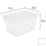 Sterilite 58 Qt Clear Base White Lid Plastic Storage Containers, Set of ...